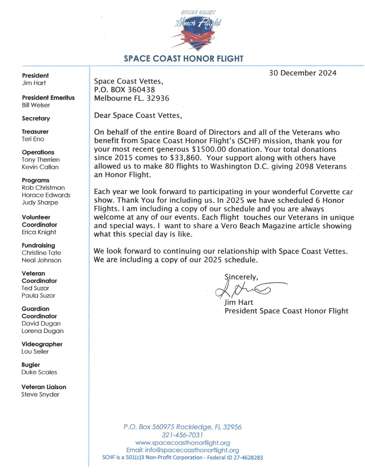 Honor Flight – Space Coast Vettes